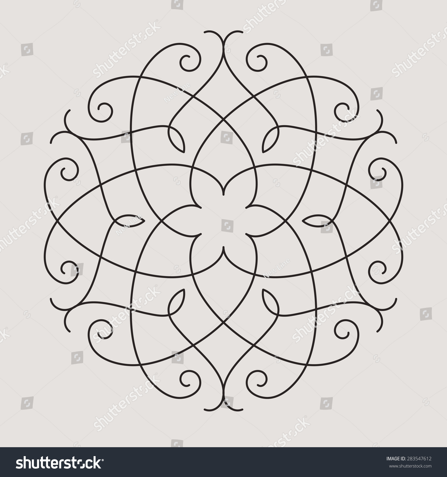 Six Pointed Circular Pattern Mandala Round Stock Vector 283547612 ...