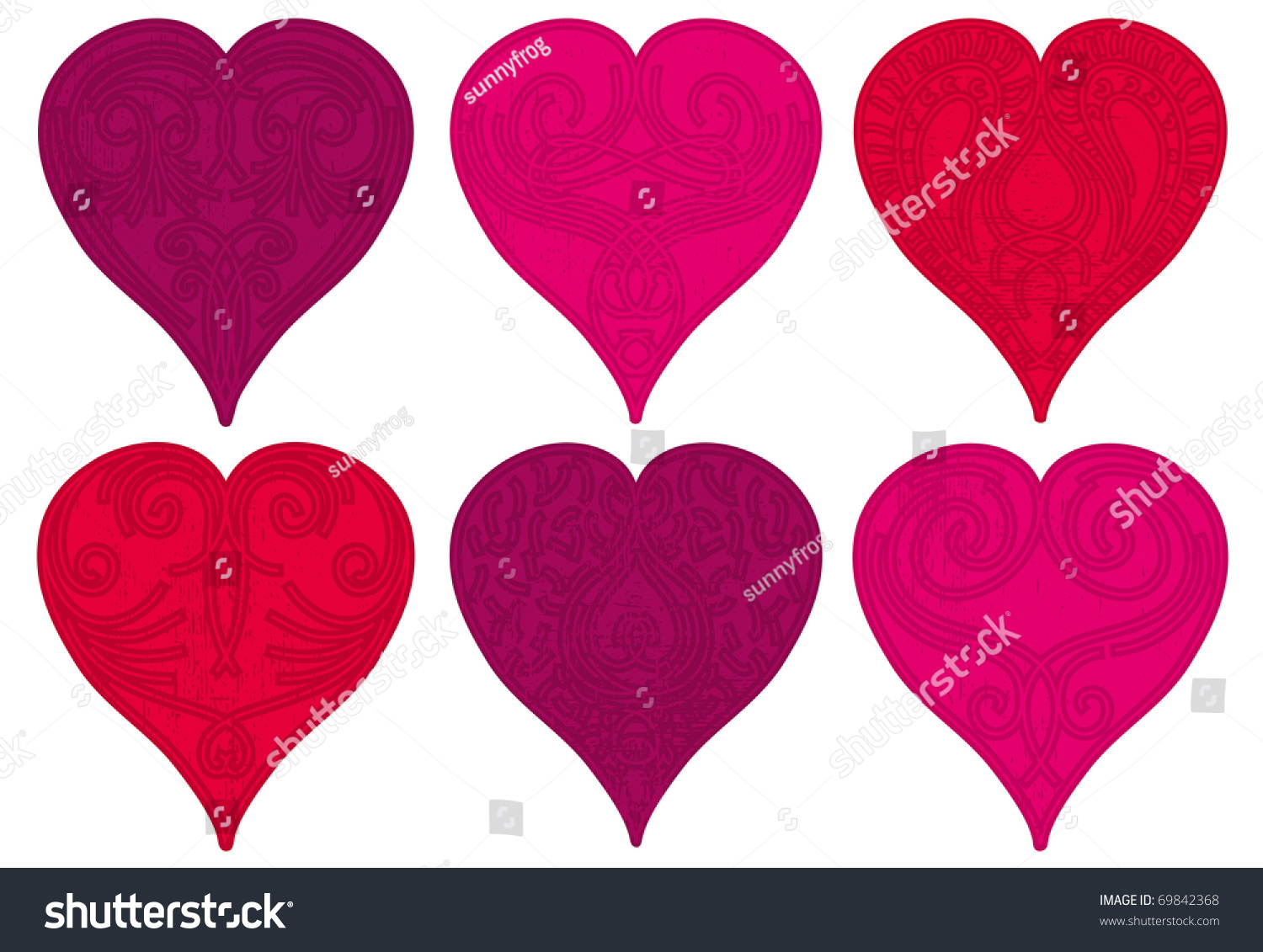Six Red Heart Vector Illustration Stock Vector (Royalty Free) 69842368 ...