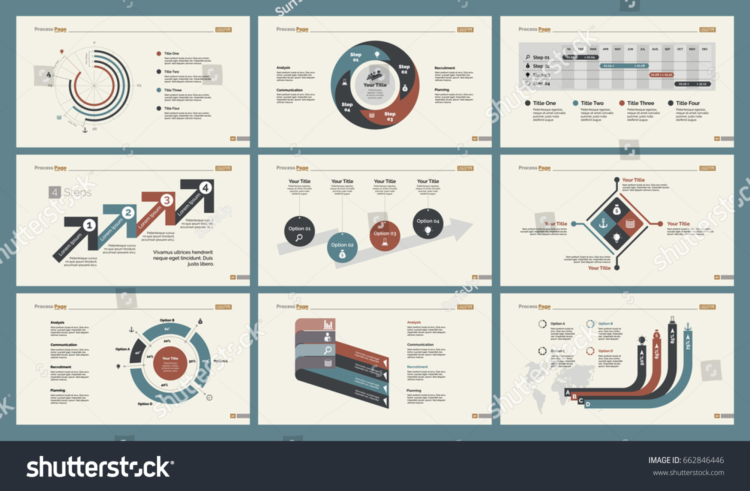 Six Statistics Charts Slide Templates Set Stock Vector (Royalty Free ...