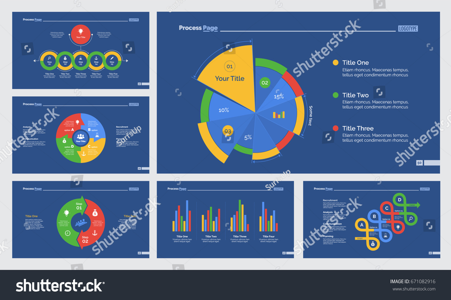 Six Statistics Slide Templates Set Stock Vector (Royalty Free) 671082916