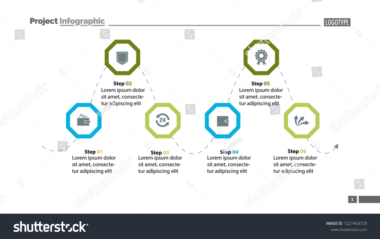 Six Step Process Chart Slide Template Stock Vector (Royalty Free ...