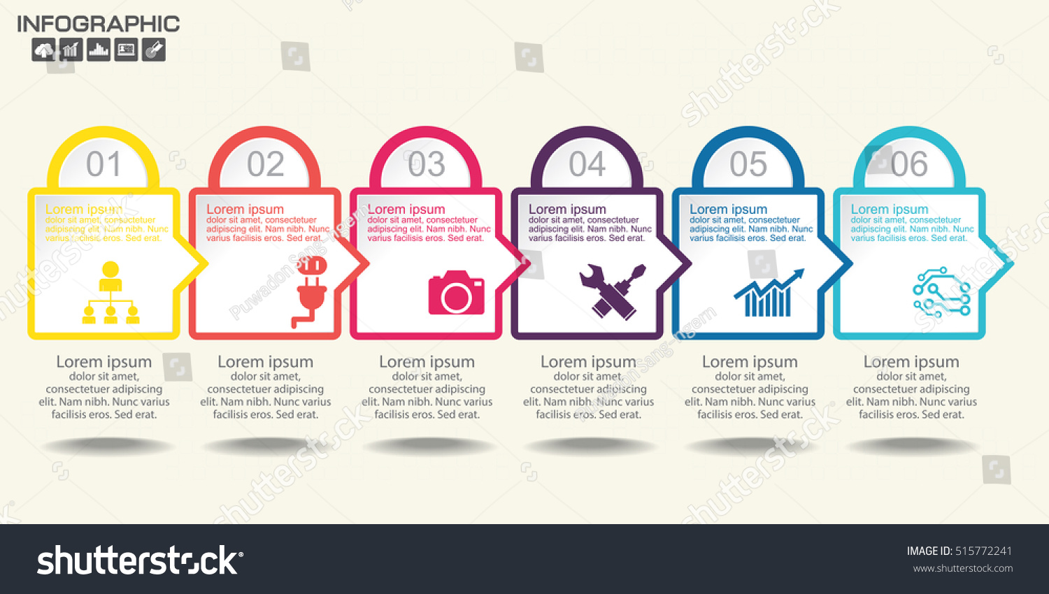 Six Steps Diagram Template Stock Vector (Royalty Free) 515772241