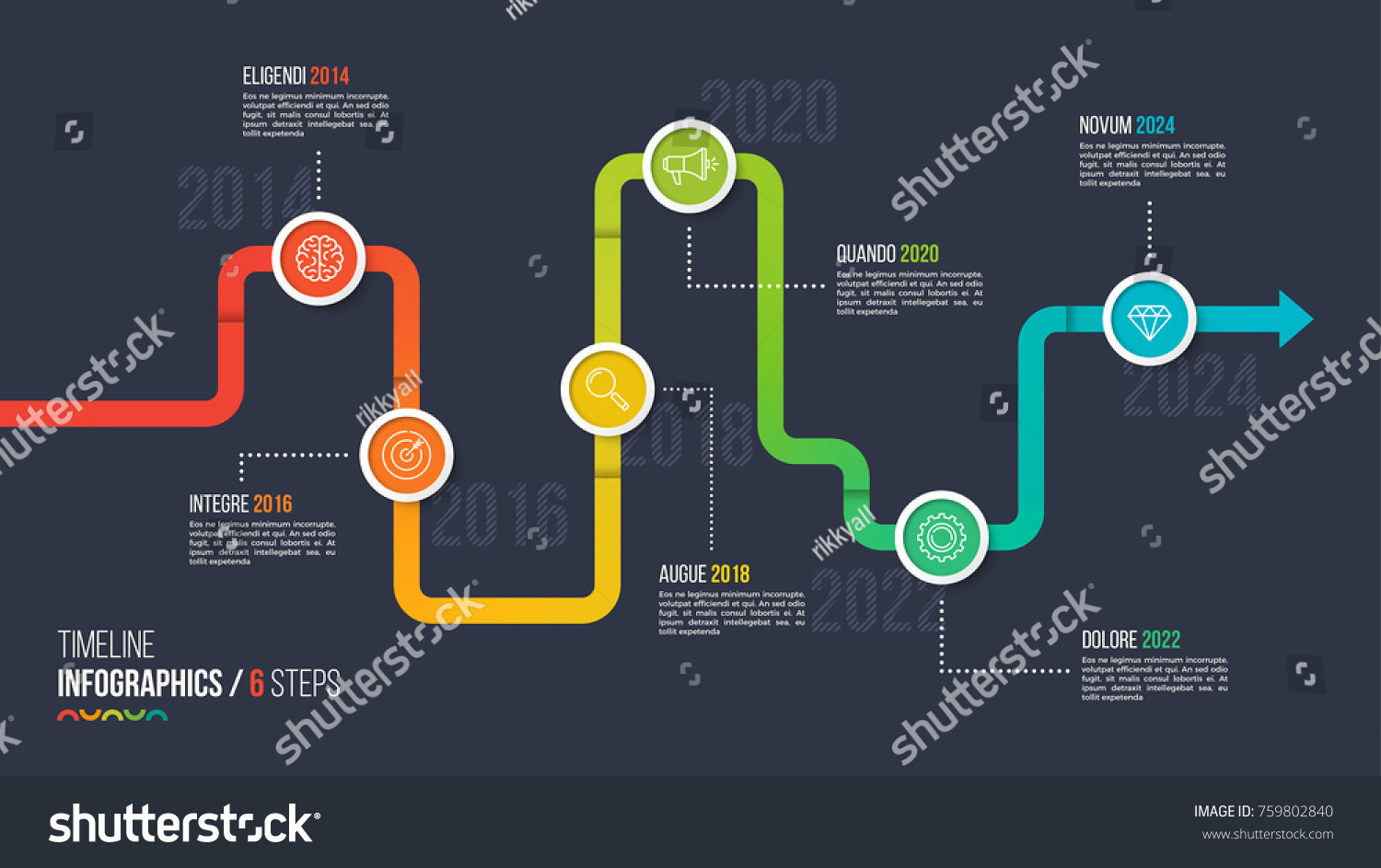 Six Steps Timeline Milestone Infographic Chart Stock Vector (Royalty ...