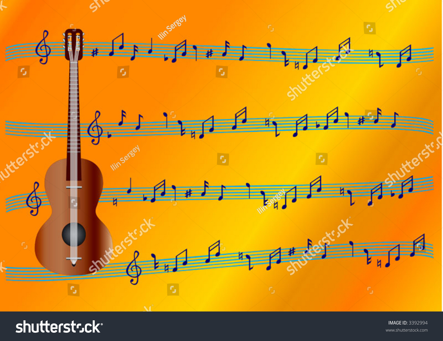 Sixstring Guitar Musical Signs Vector Image Stock Vector (Royalty Free ...