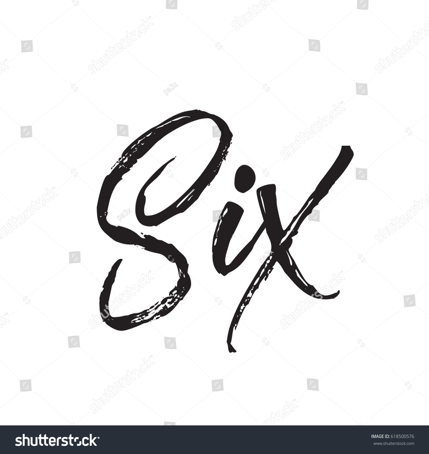 Six Text Design Vector Calligraphy Typography: เวกเตอร์สต็อก (ปลอดค่า ...