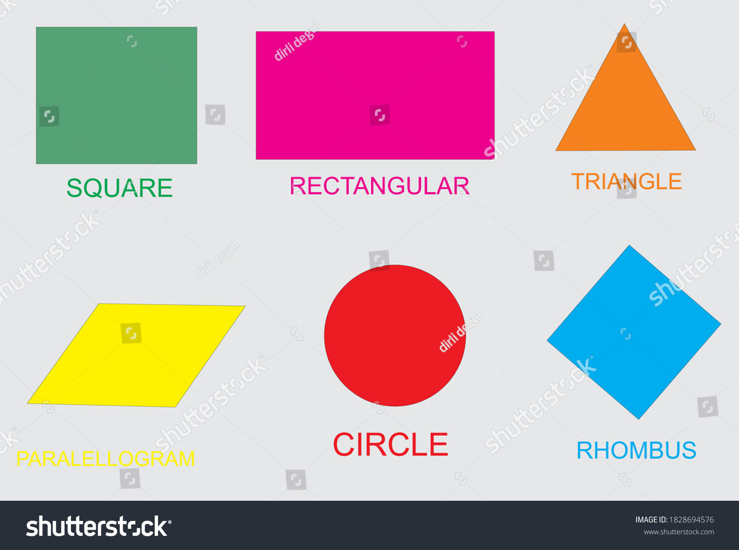Seis tipos de forma plana en: vector de stock (libre de regalías ...