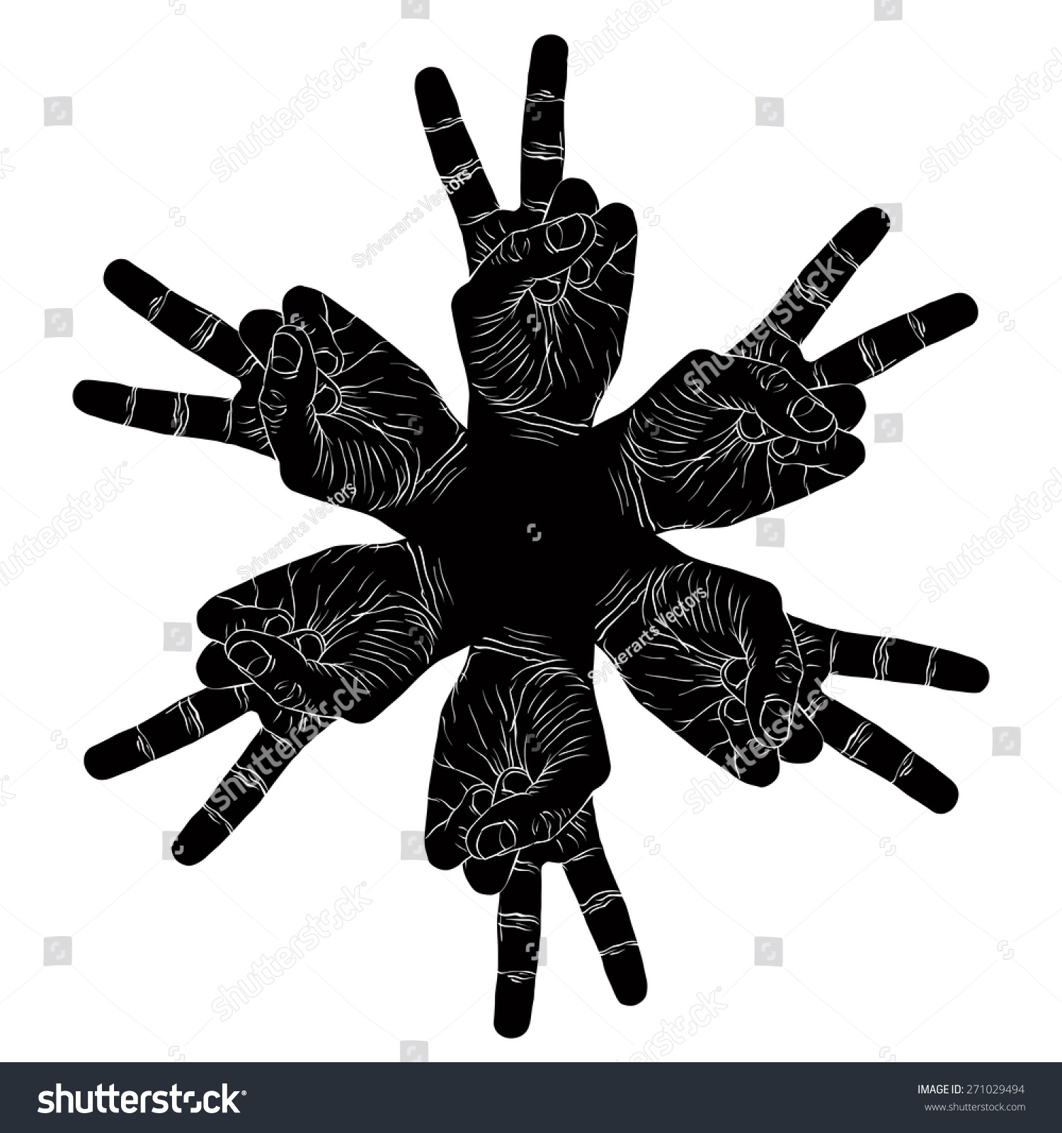 Six Victory Hands Abstract Symbol Black Stock Vector (Royalty Free ... Six Victory Hands Abstract Symbol Black Stock Vector (Royalty Free ...