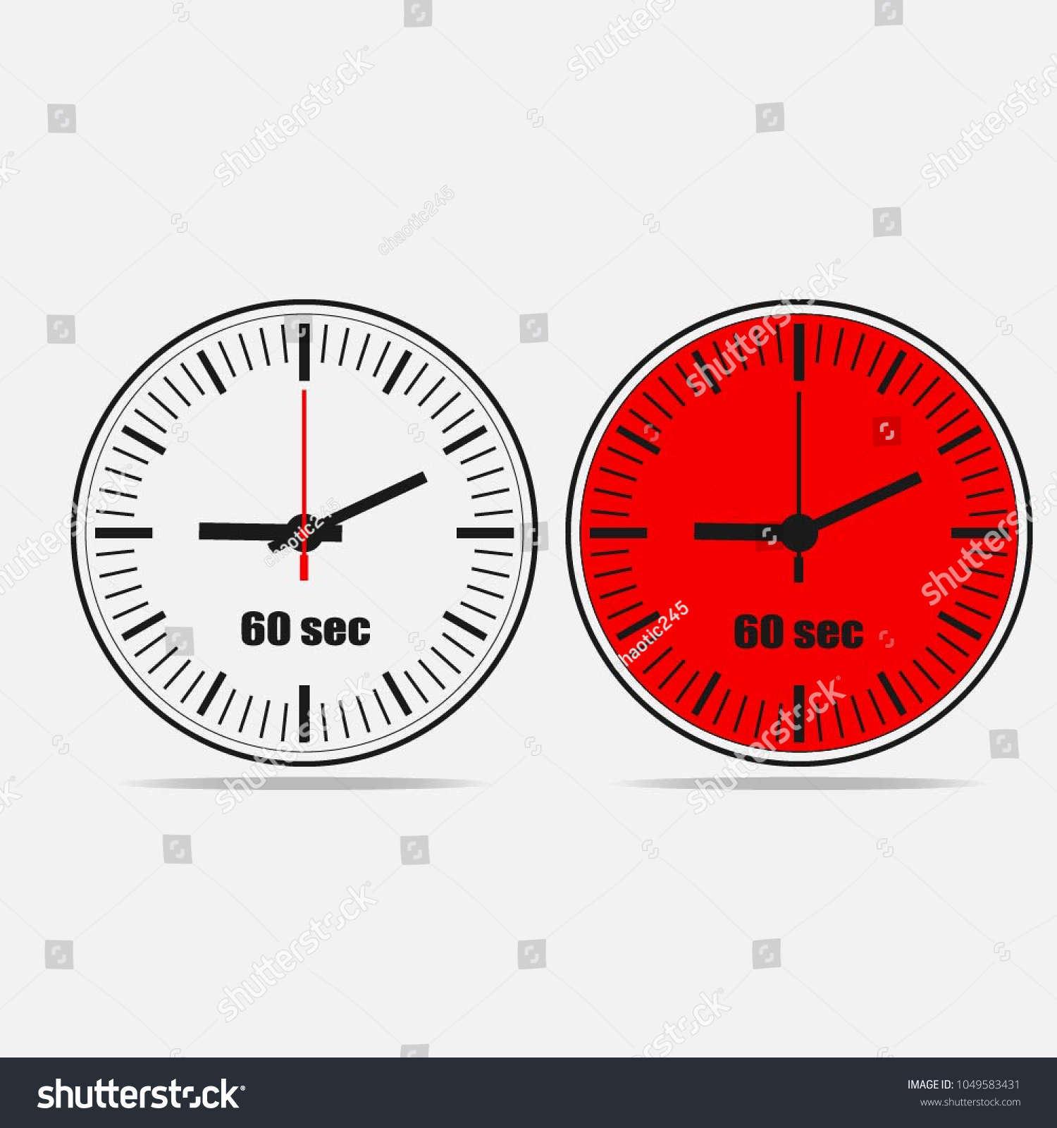 Sixty Seconds Clock On Grey Background Stock Vector (Royalty Free ...