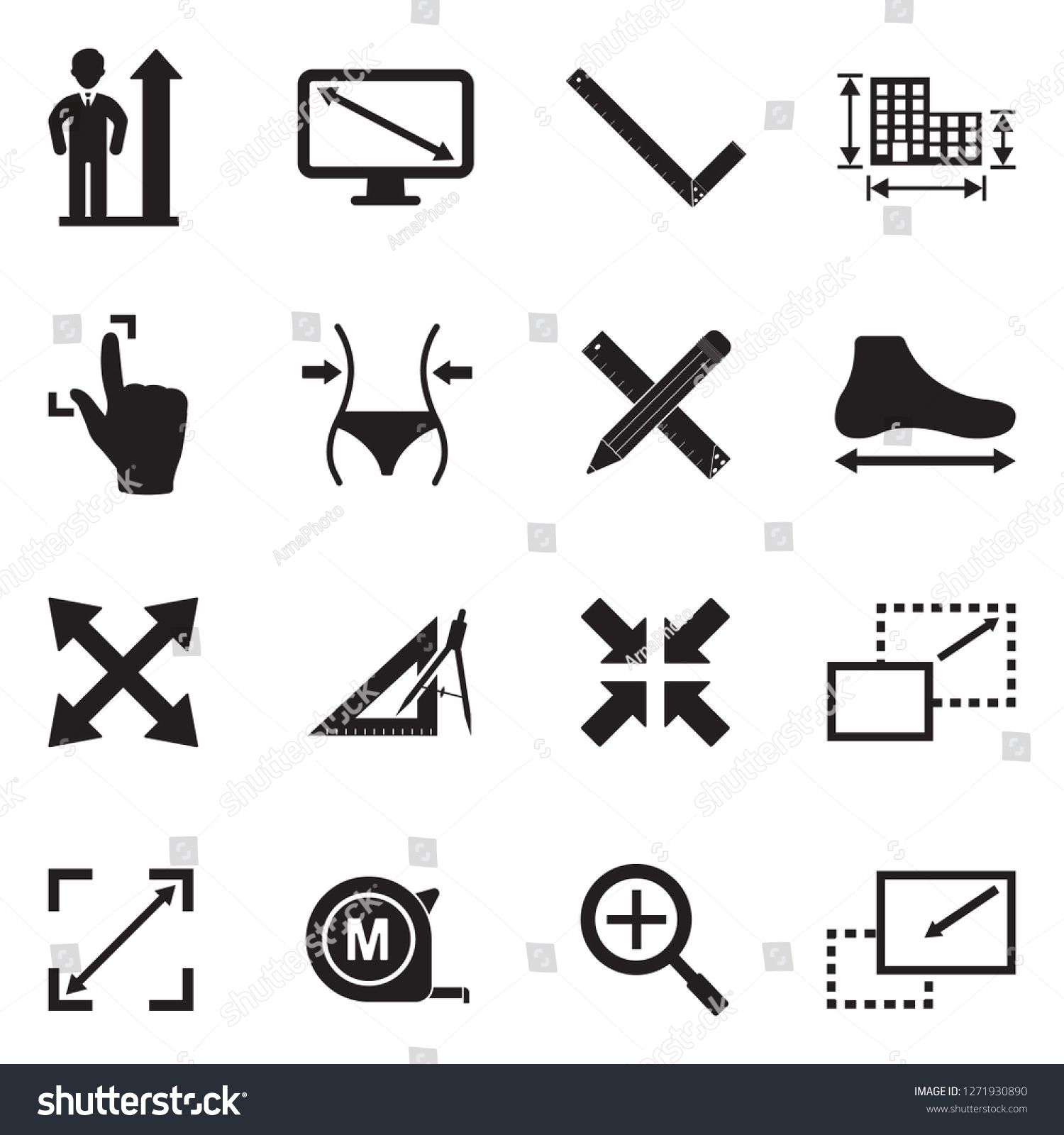 Size Icons Black Flat Design Vector Stock Vector (Royalty Free ...