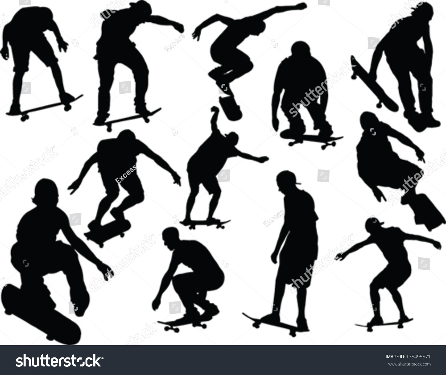 Skateboard Collection Vector Stock Vector 175495571 - Shutterstock