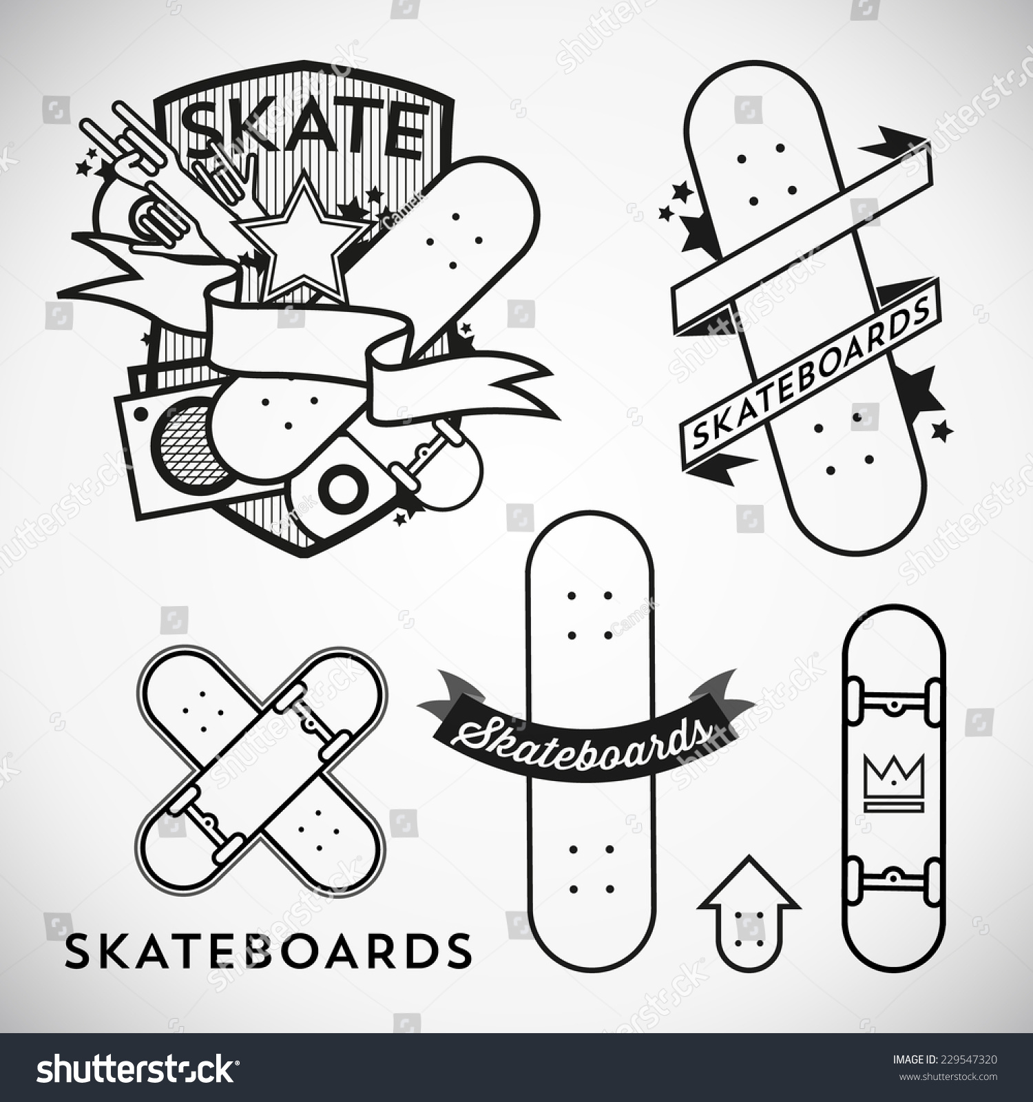 Skateboard Logo Set Stock Vector 229547320 - Shutterstock