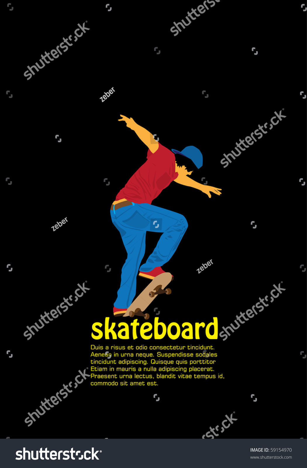 Skateboard Poster Stock Vector Illustration 59154970 : Shutterstock