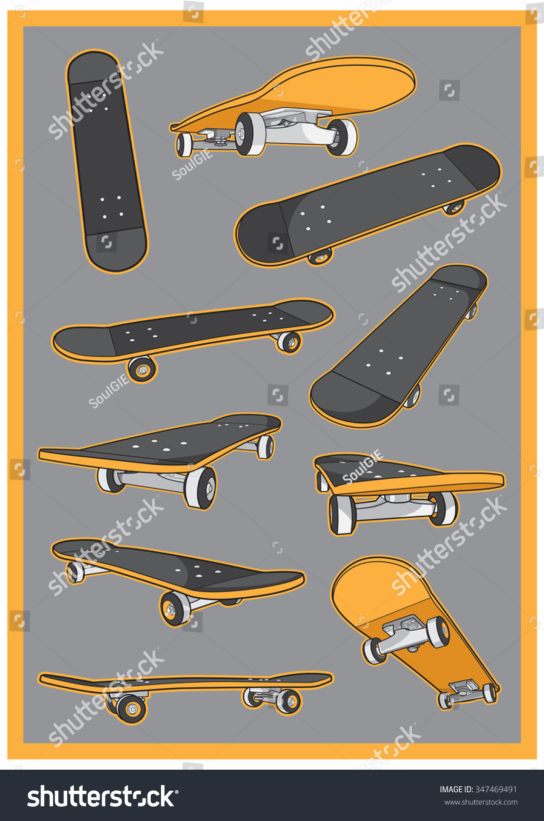 Skateboard Vector Set Collection Stock Vector (Royalty Free) 347469491 ...