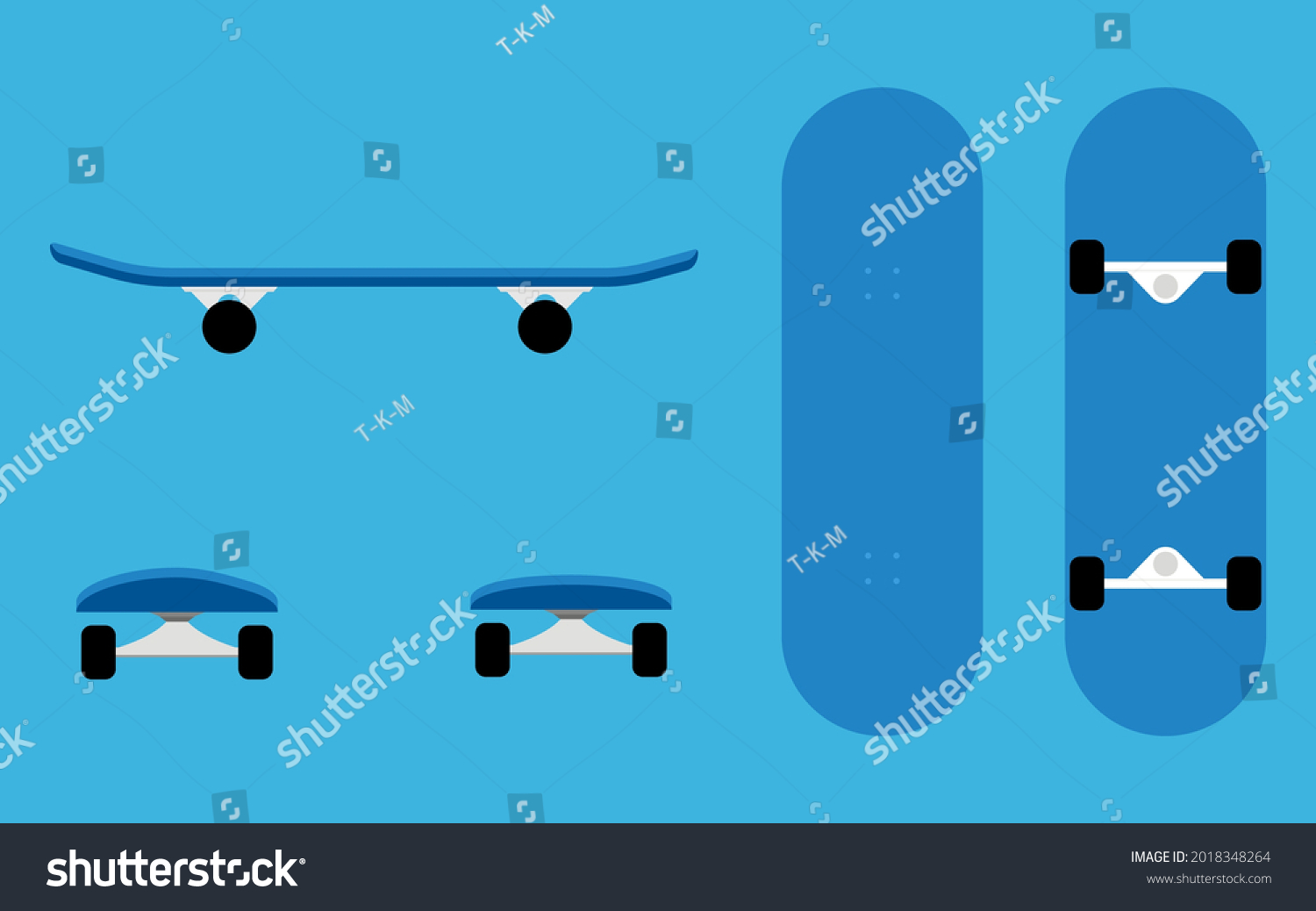 Skateboards Front Back Front Side Stock Vector (Royalty Free) 2018348264