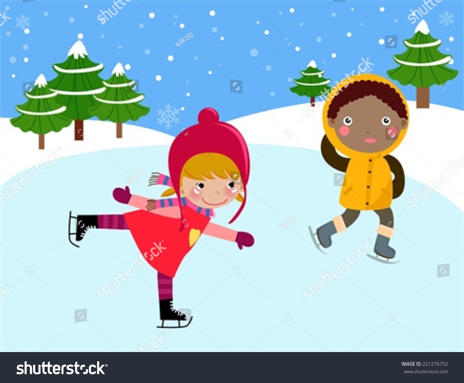 Skating Children Stock Vector (Royalty Free) 221276752 | Shutterstock