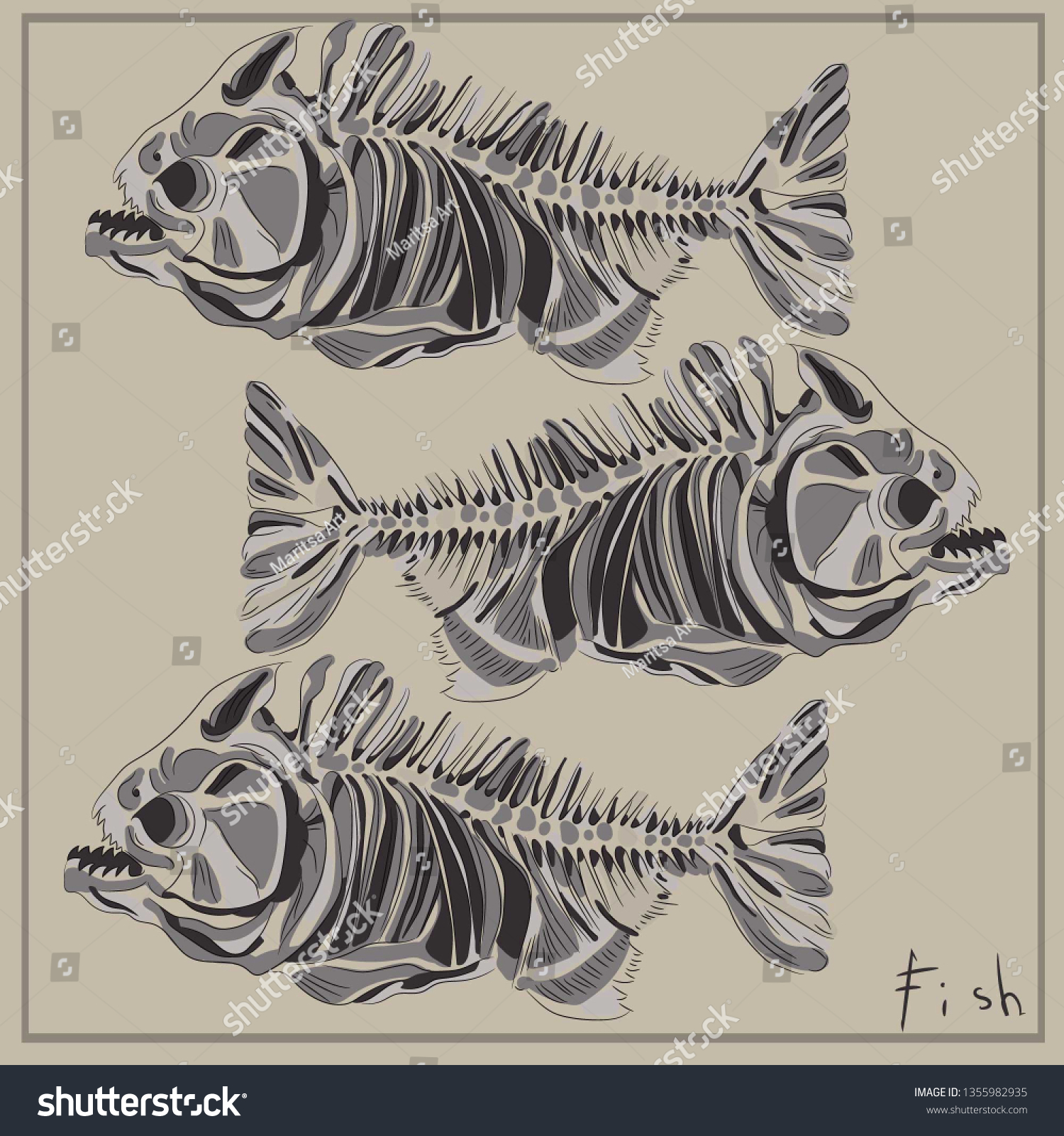 Skeleton Fish Vector Image Logo Postcard Stock Vector (Royalty Free ...