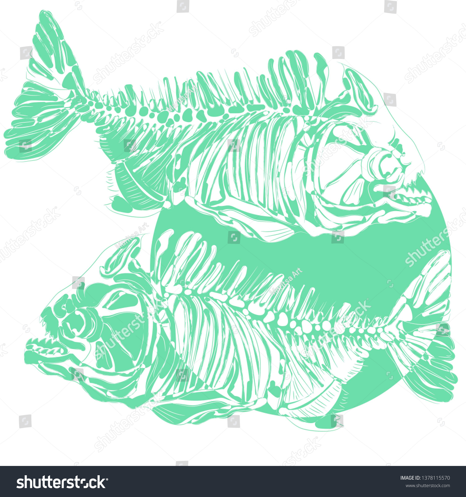 Skeleton Fish Vector Image Logo Postcard 库存矢量图（免版税）1378115570 ...