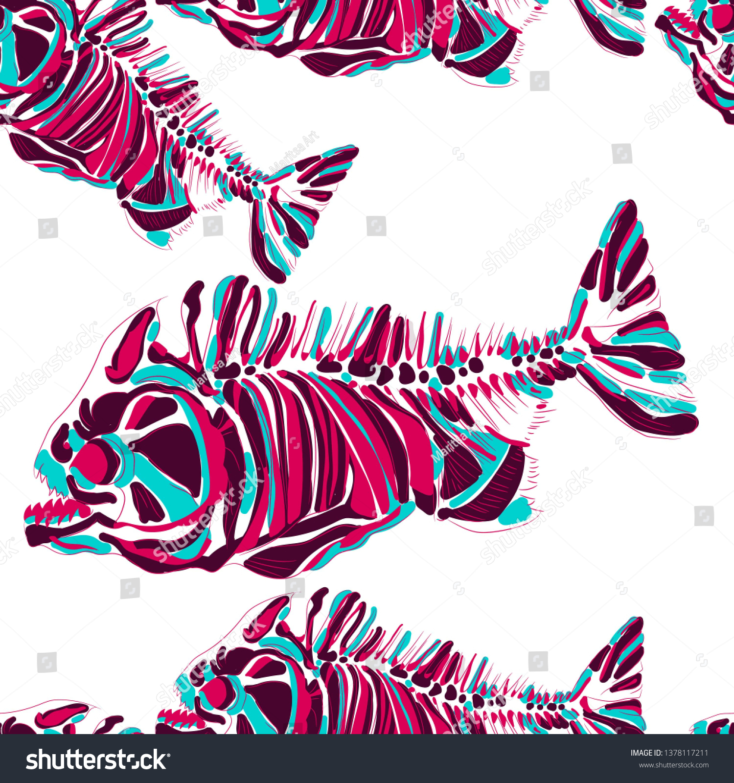 Skeleton Fish Vector Image Logo Postcard Stock Vector (Royalty Free ...