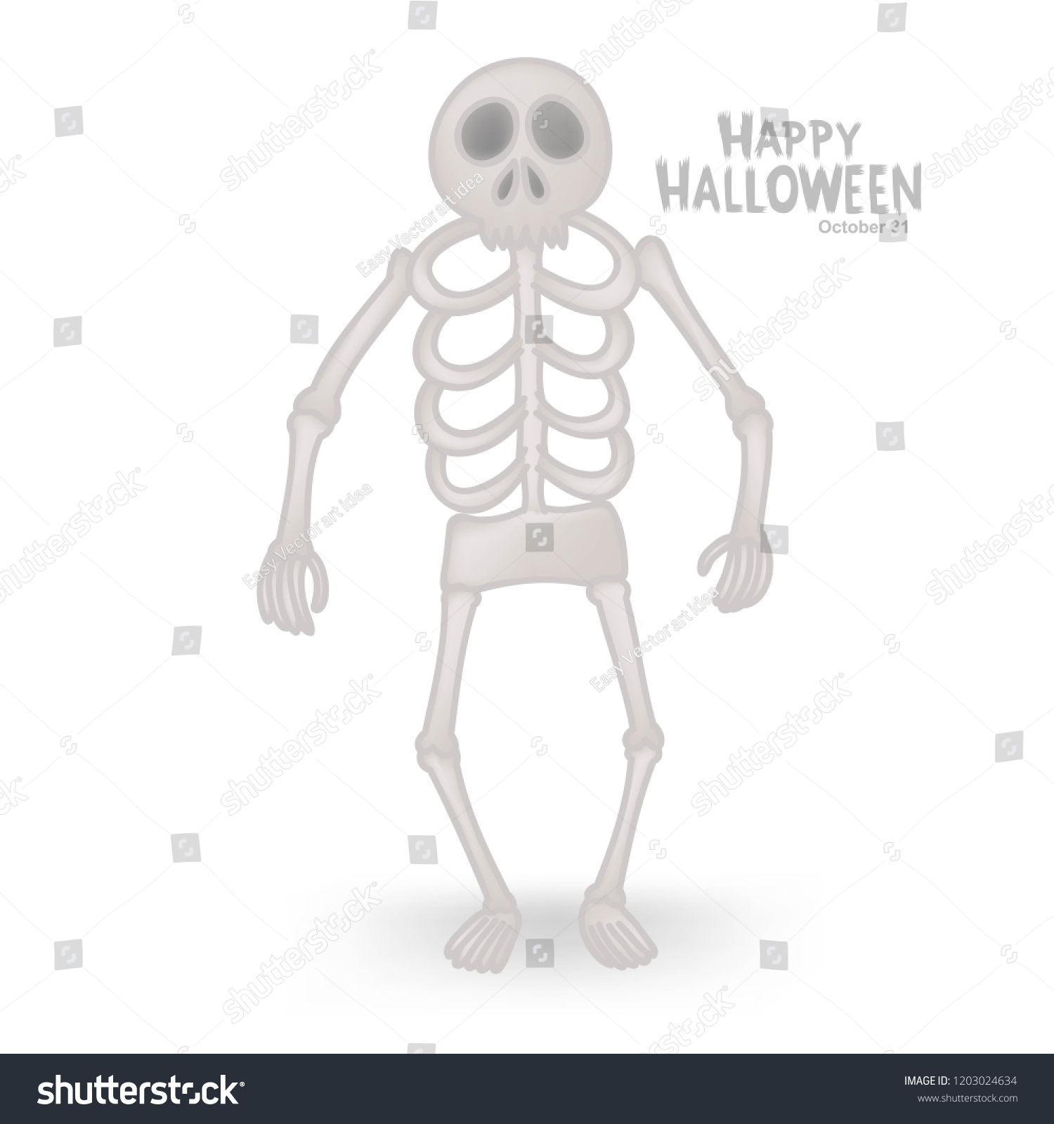 Skeleton Full Figure Cartoon Stock Vector (Royalty Free) 1203024634