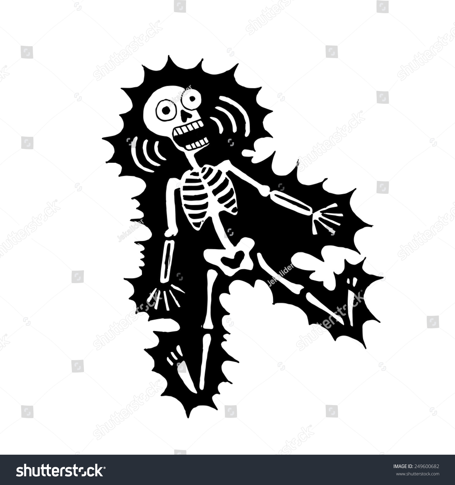 Skeleton Gets Shock Drawn By Hand Stock Vector (Royalty Free) 249600682 ...