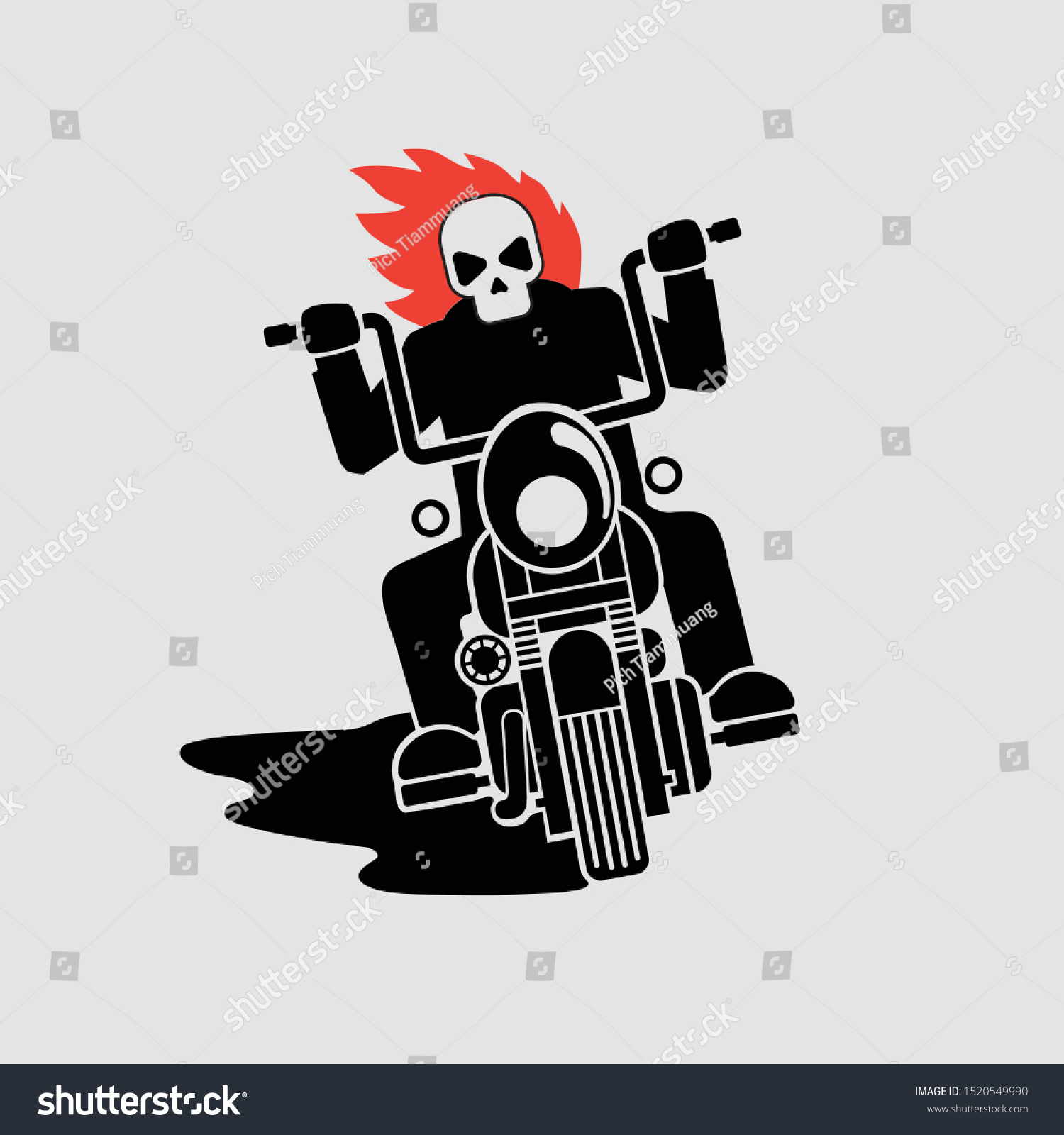 Skeleton Ghost Riding Motorcycle Logo Vectorillustration Stock Vector ...