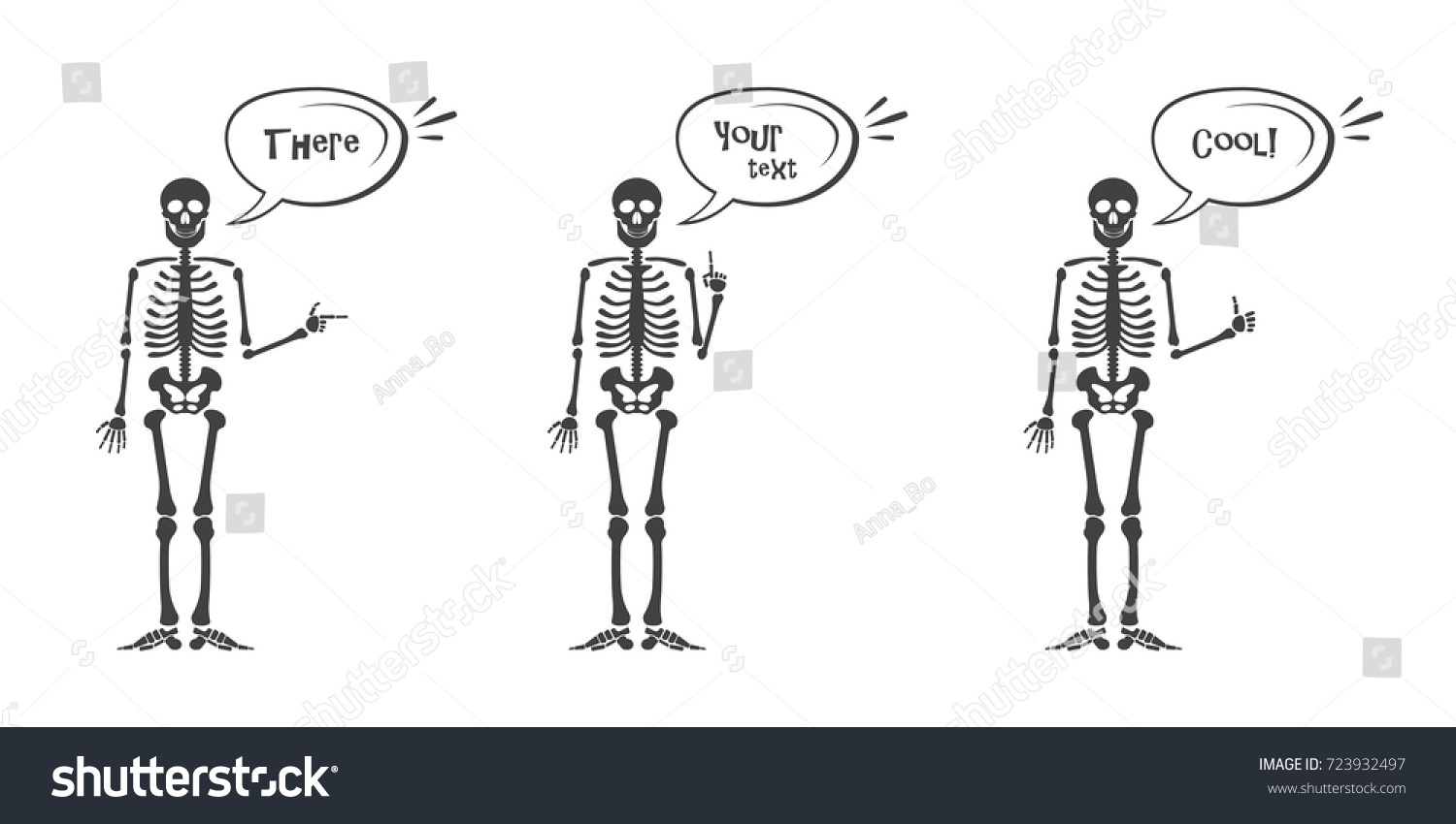 Vektor Stok Skeleton Hand Gestures Set Human Skeleton (Tanpa Royalti ...