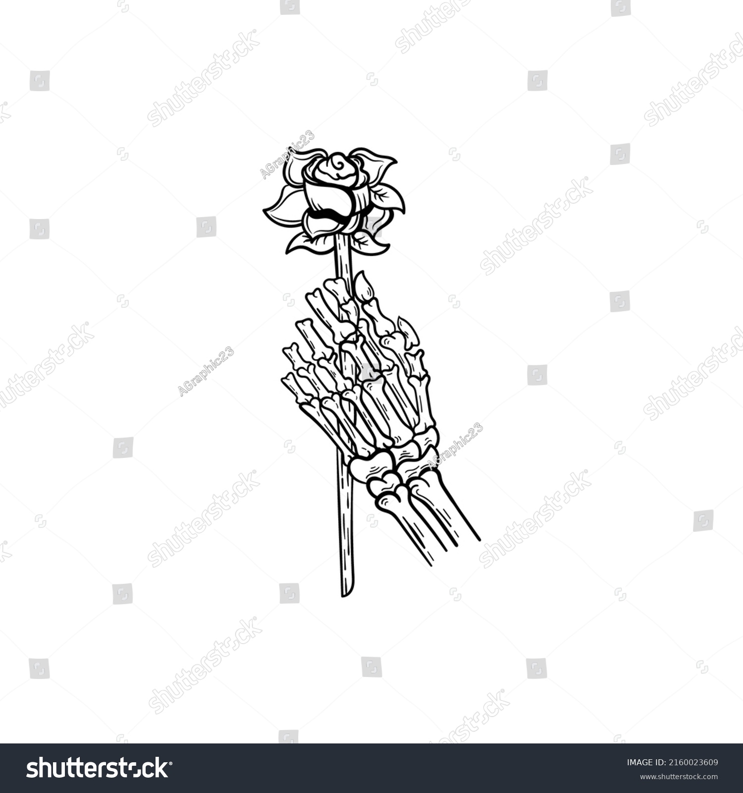 Skeleton Hand Holding Rose Vector Stock Vector (Royalty Free ...