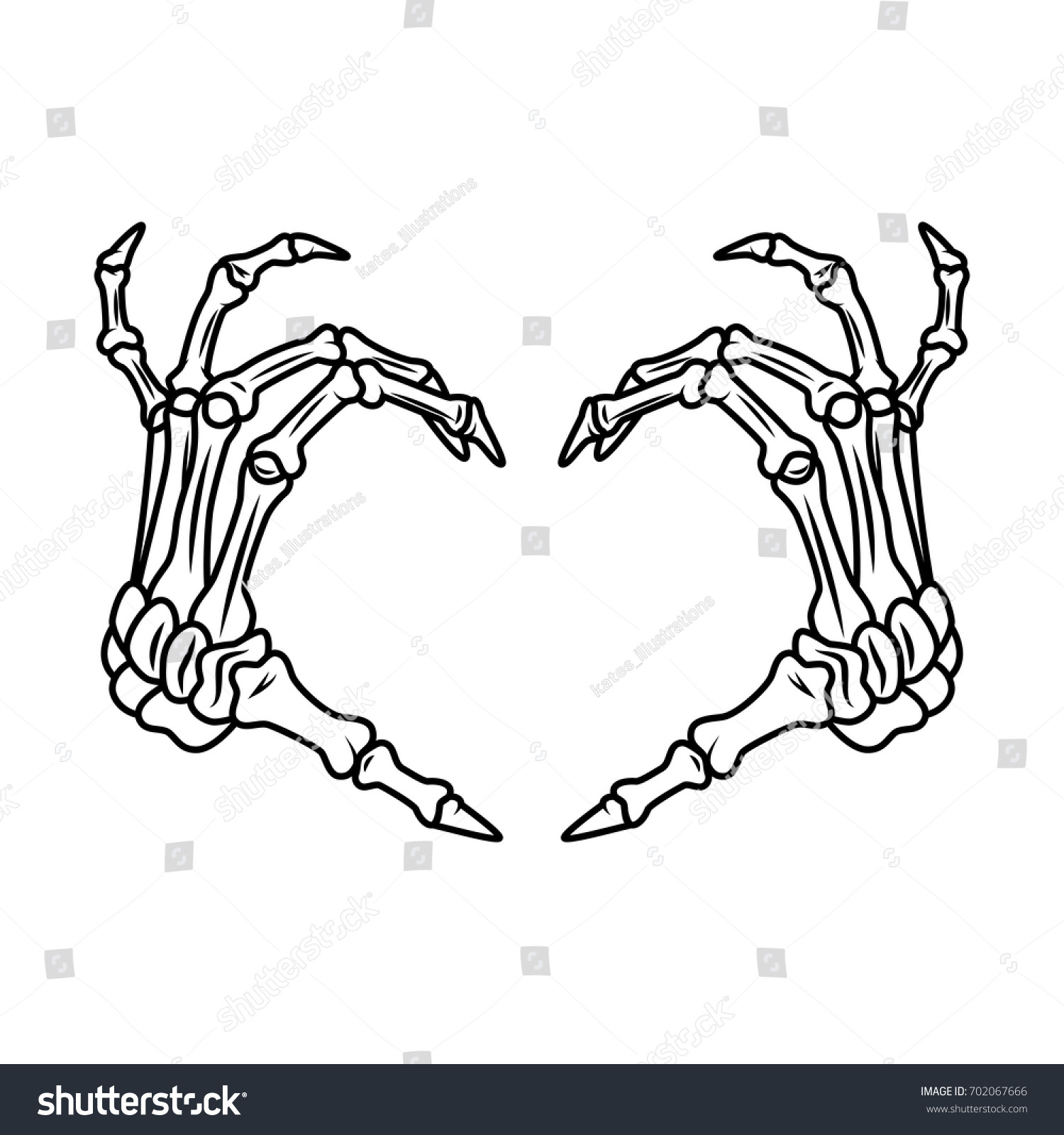 Skeleton Hand Showing Heart Shape Vector Stock Vector (Royalty Free ...