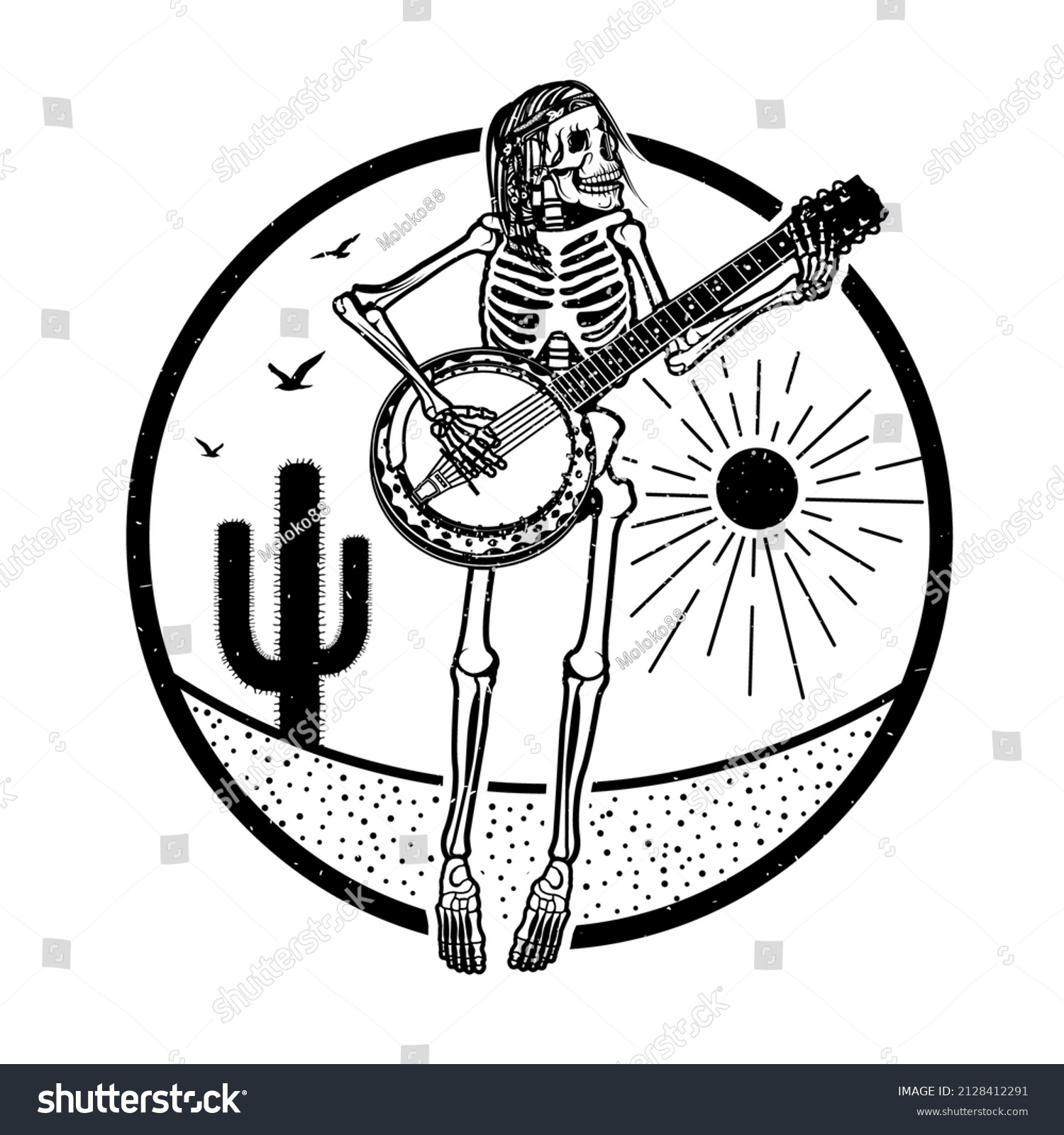 Skeleton Playing Banjo Vector Illustration Stock Vector (Royalty Free ...