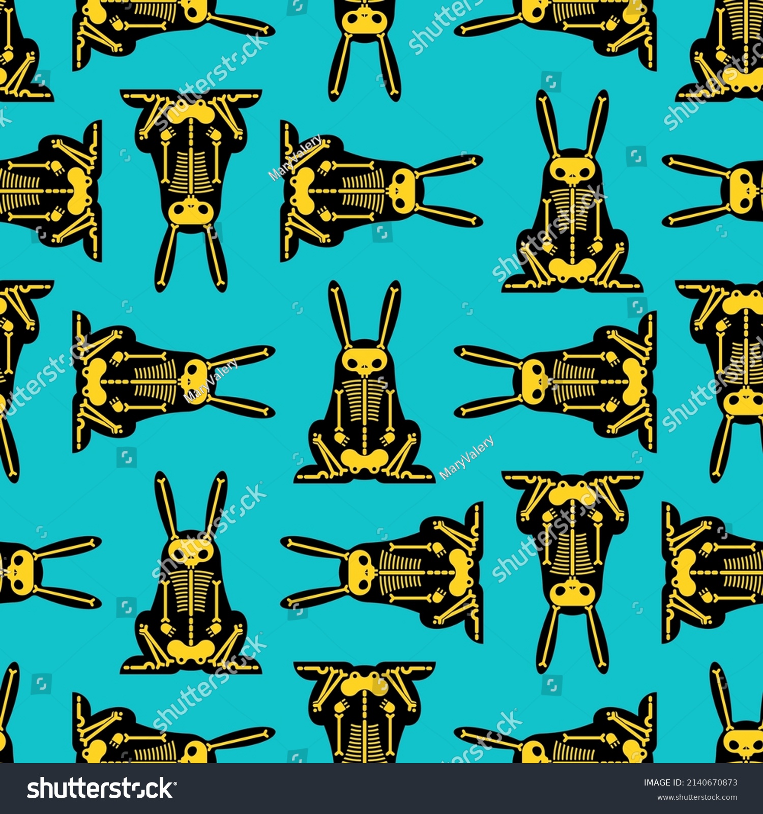 Skeleton Rabbit Cartoon Pattern Seamless Skull Stock Vector (Royalty ...