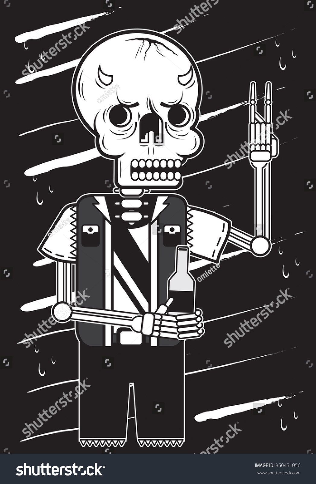 Skeleton Rock Roll Stock Vector (Royalty Free) 350451056 | Shutterstock