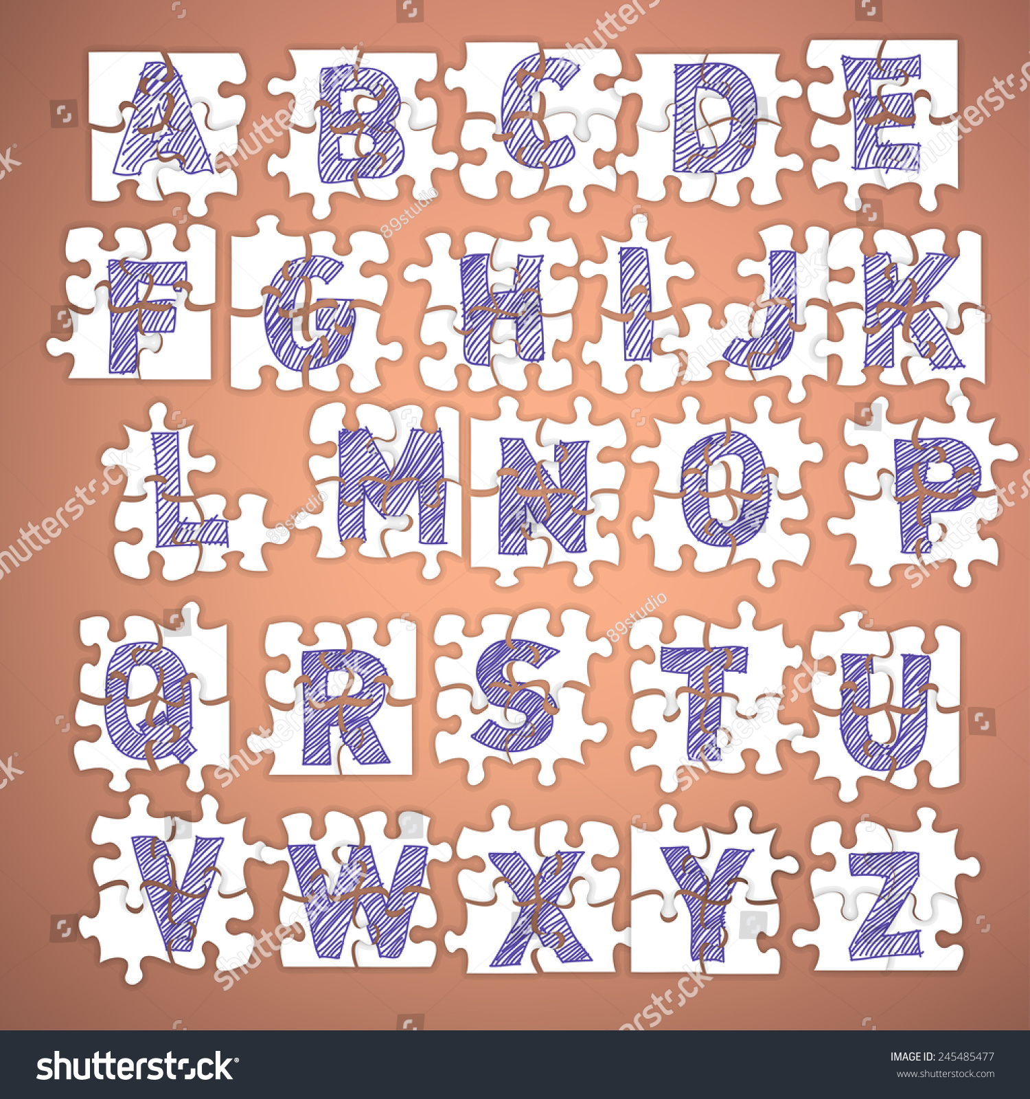 Sketch Alphabet Puzzle Vector Stock Vector (Royalty Free) 245485477 ...