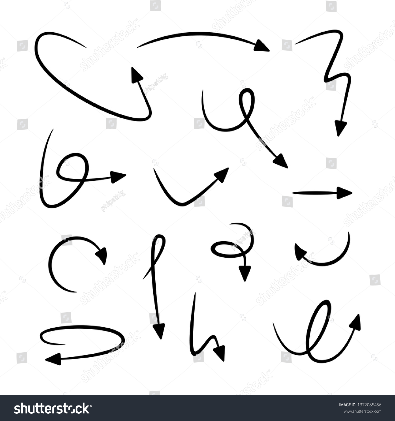 Sketch Arrow Set Stock Vector (Royalty Free) 1372085456 | Shutterstock