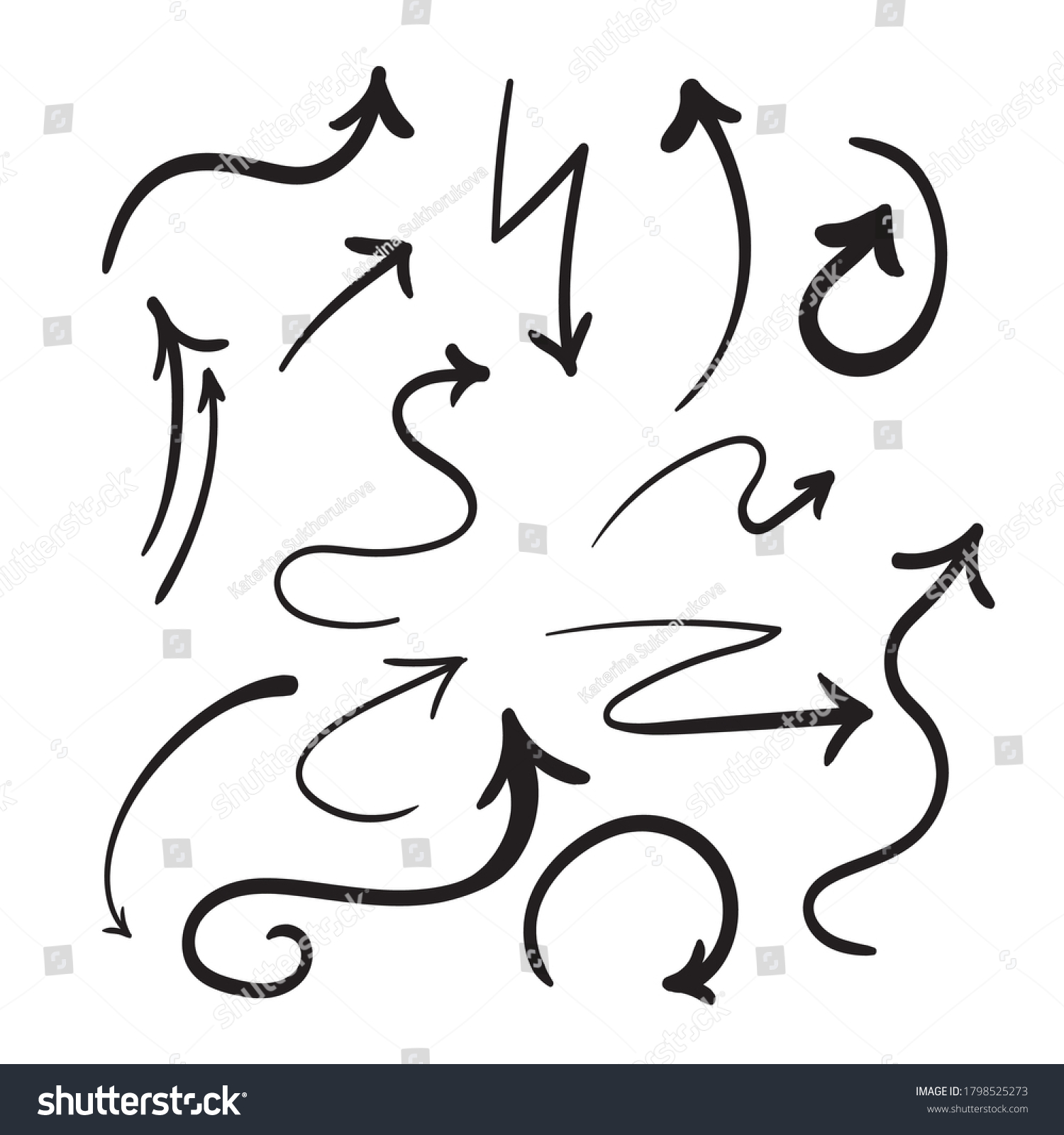 Sketch Arrow Set Isolated Vector Pointers Stock Vector (Royalty Free ...