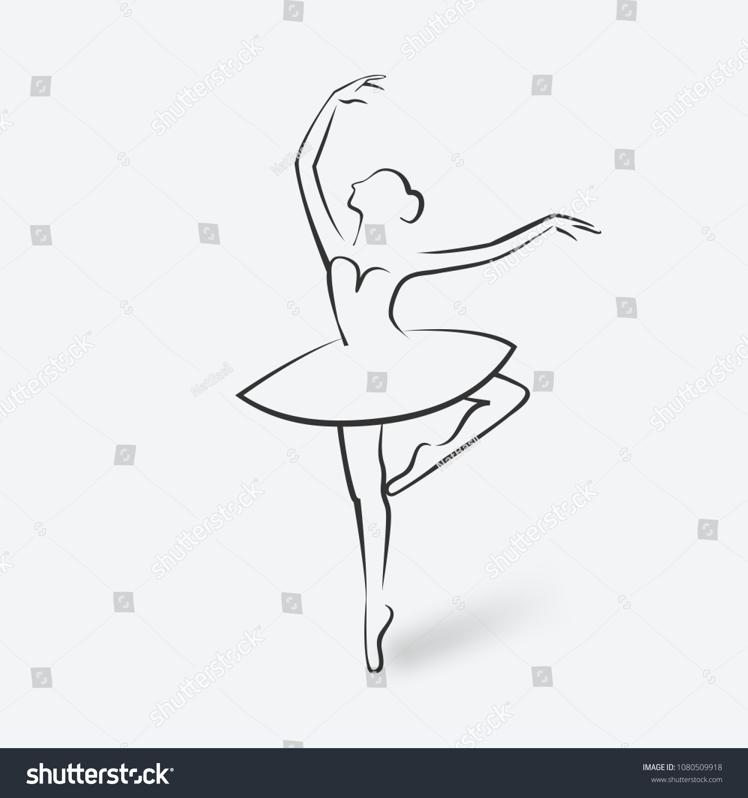 Vektor Stok Sketch Ballet Posture Dancing Studio Symbol (Tanpa Royalti ...