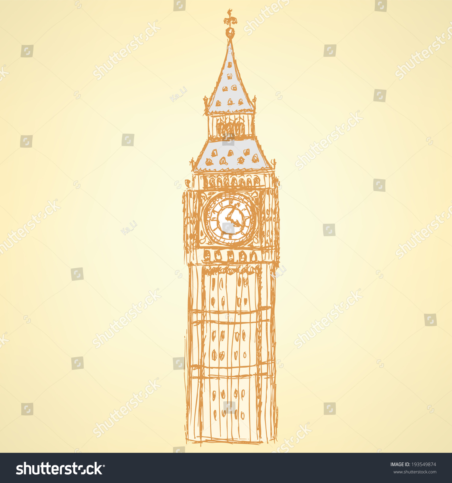 Sketch Big Ben Vector Vintage Background Stock Vector (Royalty Free ...