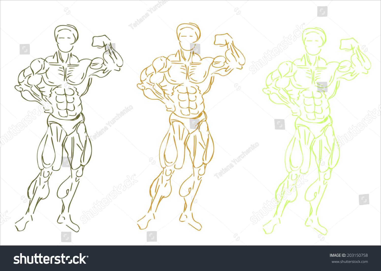 Sketch Bodybuilder Stock Vector (Royalty Free) 203150758