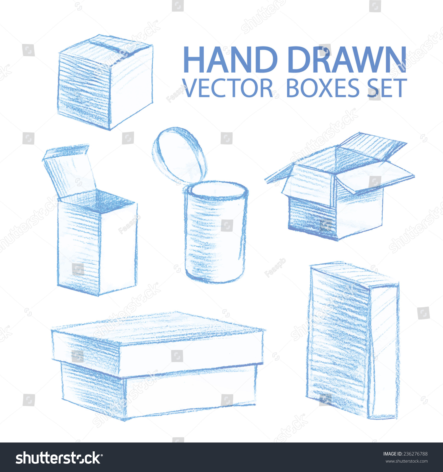 Sketch Boxes Set Vector Illustration: เวกเตอร์สต็อก (ปลอดค่าลิขสิทธิ์ ...