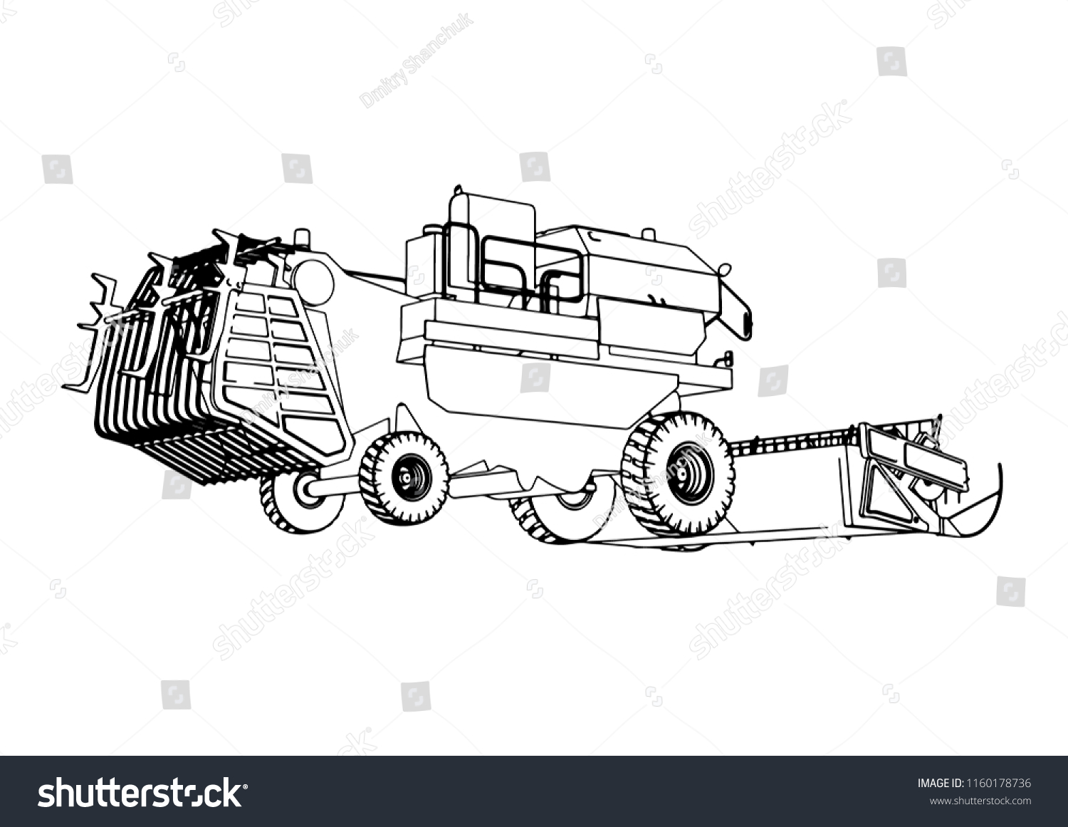 Sketch Combine Harvester Vector Stock Vector (Royalty Free) 1160178736 ...