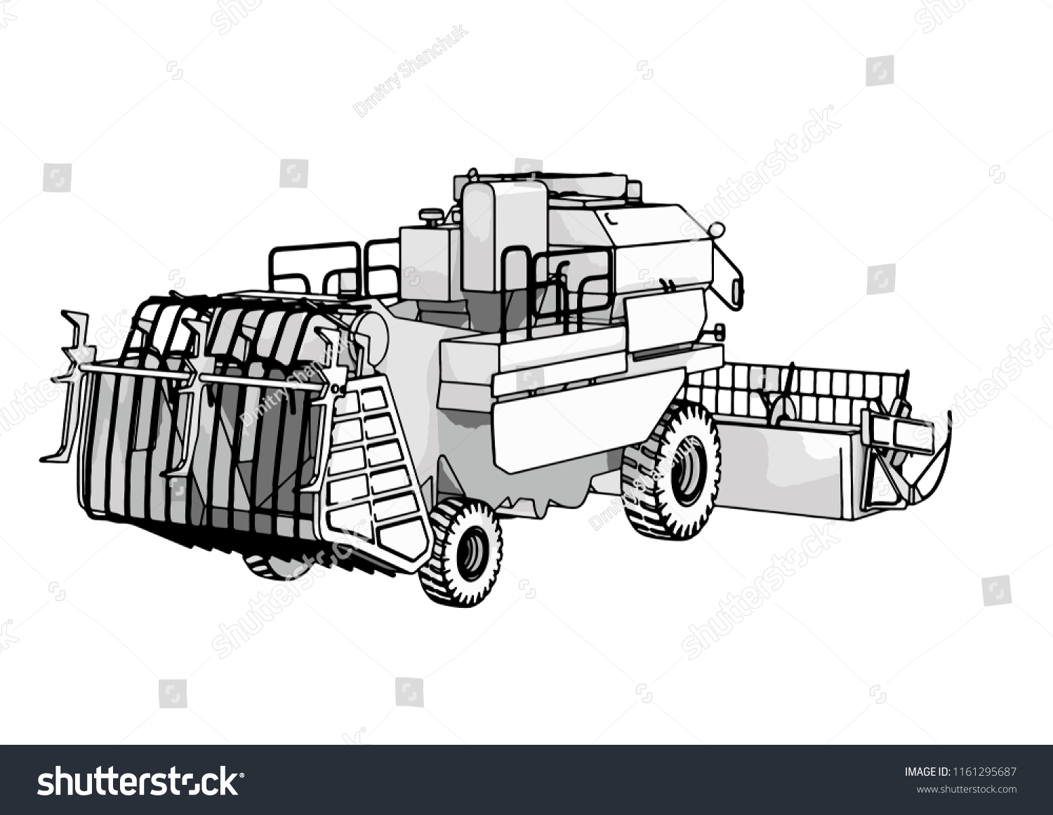 Sketch Combine Harvester Vector 스톡 벡터(로열티 프리) 1161295687 | Shutterstock