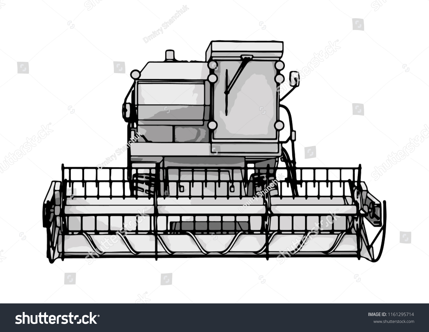 Sketch Combine Harvester Vector Stock Vector (Royalty Free) 1161295714