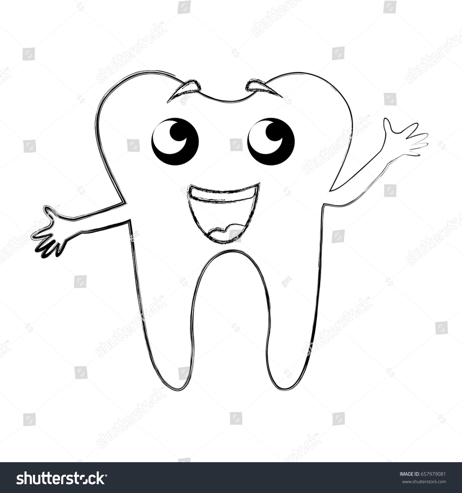 Sketch Draw Tooth Cartoon Stock Vector (Royalty Free) 657979081 ...