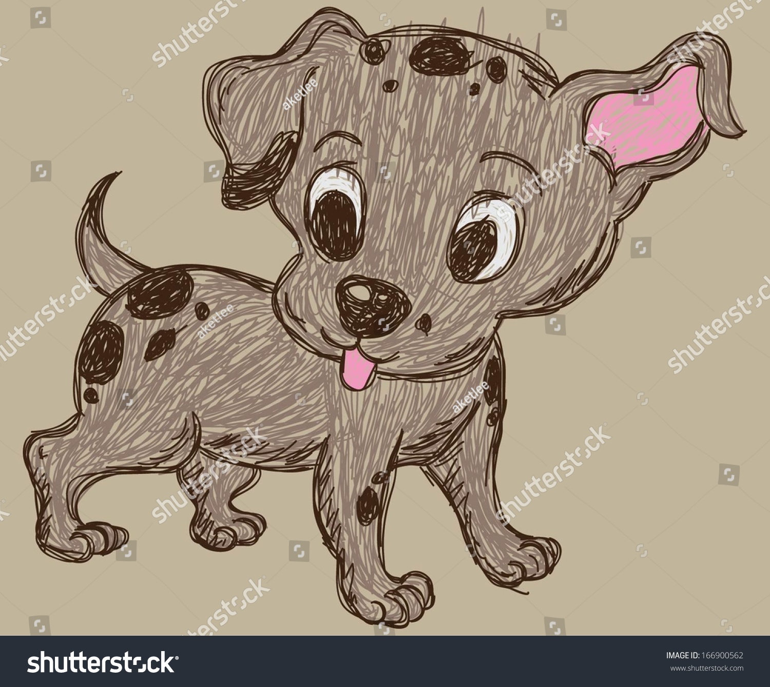 Sketch Funny Dog Stock Vector (Royalty Free) 166900562