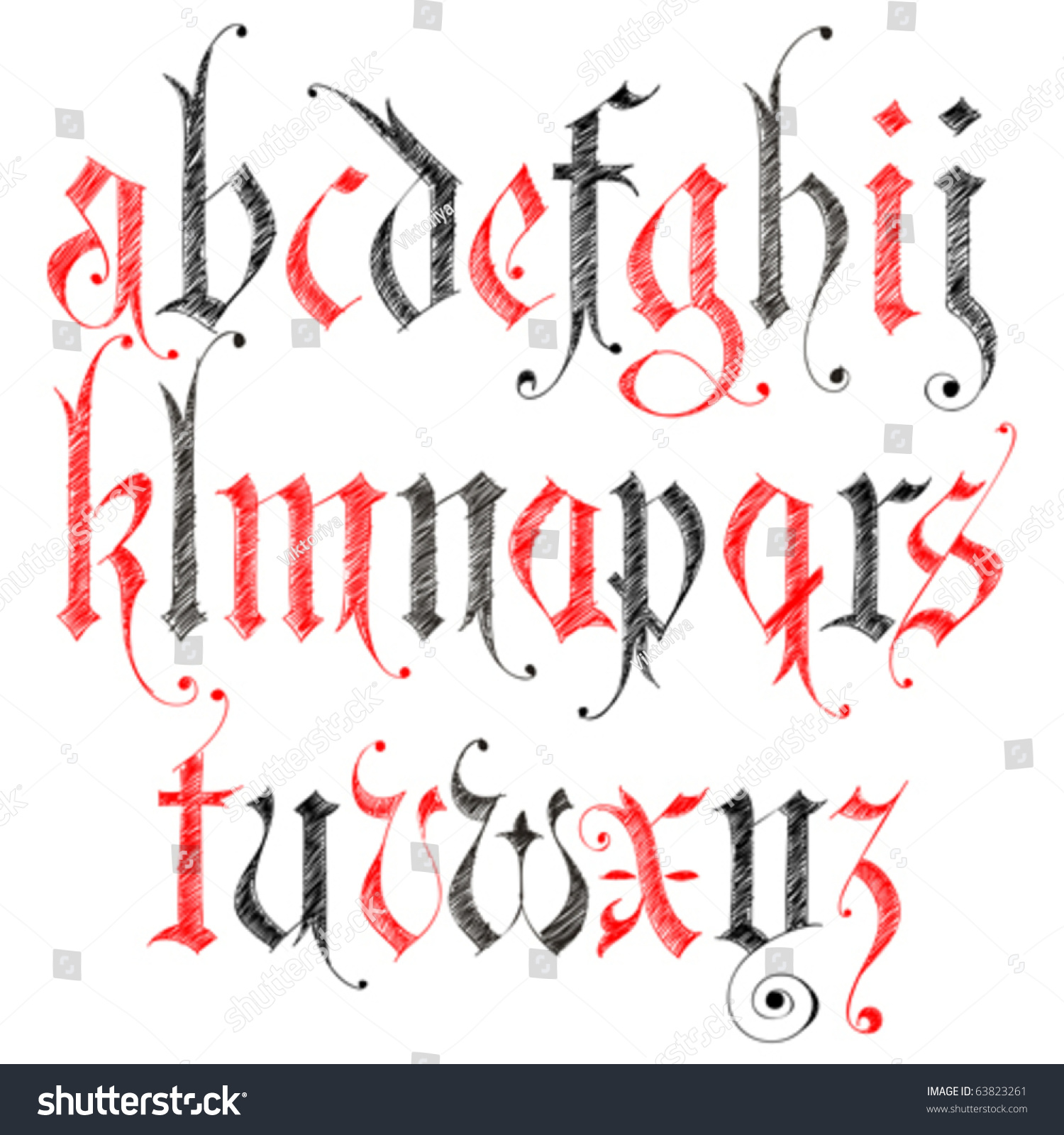 Sketch Gothic Alphabet Stock Vector 63823261 - Shutterstock
