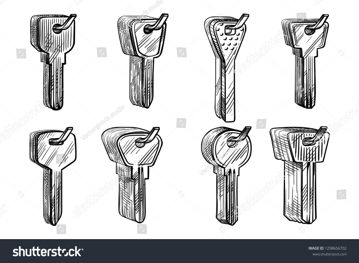 Sketch Hand Drawn Texture Key Blanks Stock Vector (Royalty Free ...