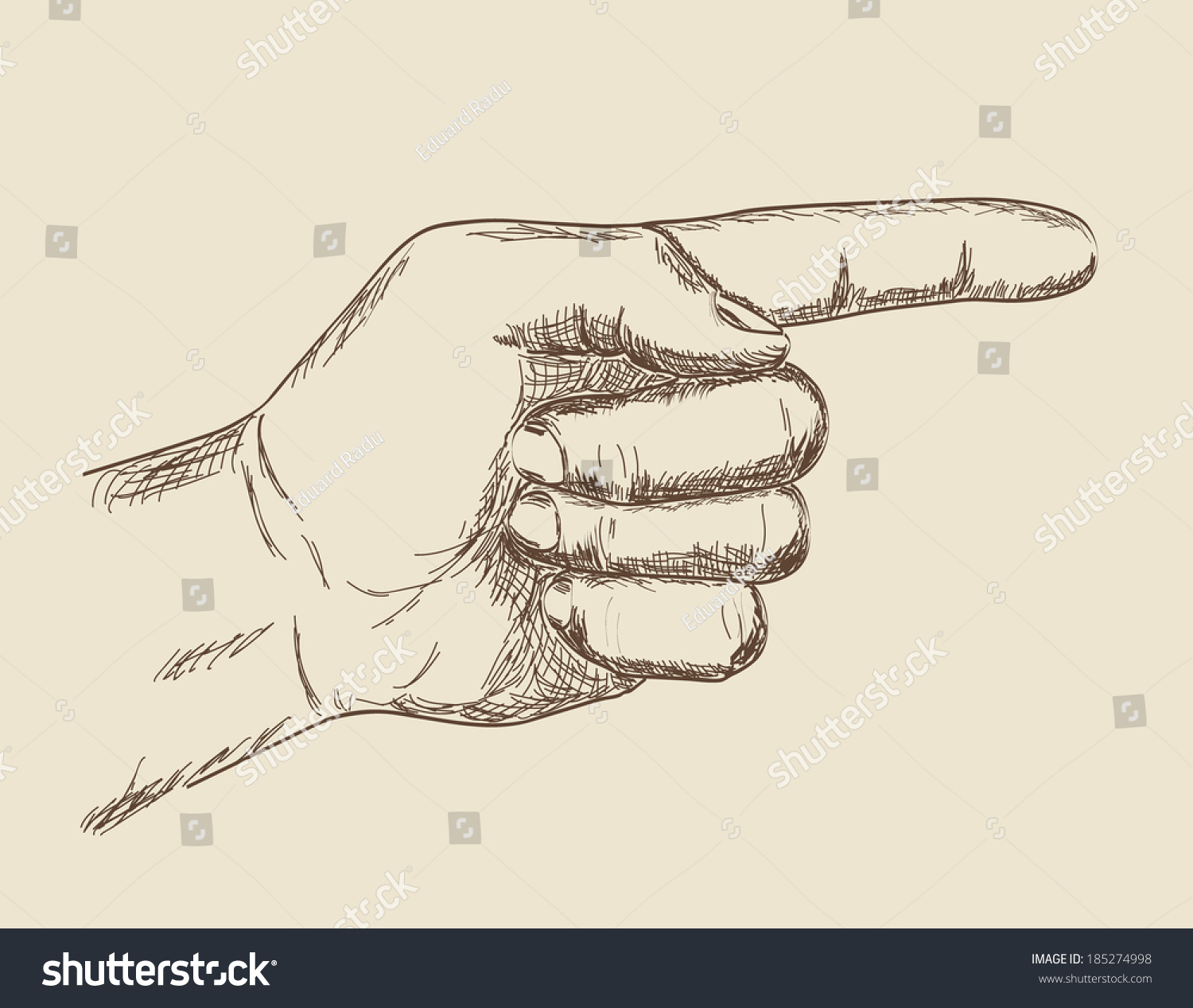 Sketch Hand Pointing Direction Stock Vector (Royalty Free) 185274998