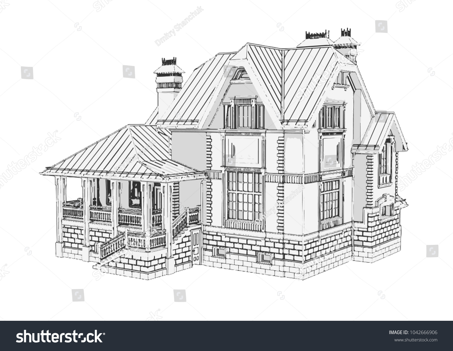 Sketch House Vector 3 Colors: เวกเตอร์สต็อก (ปลอดค่าลิขสิทธิ์ ...