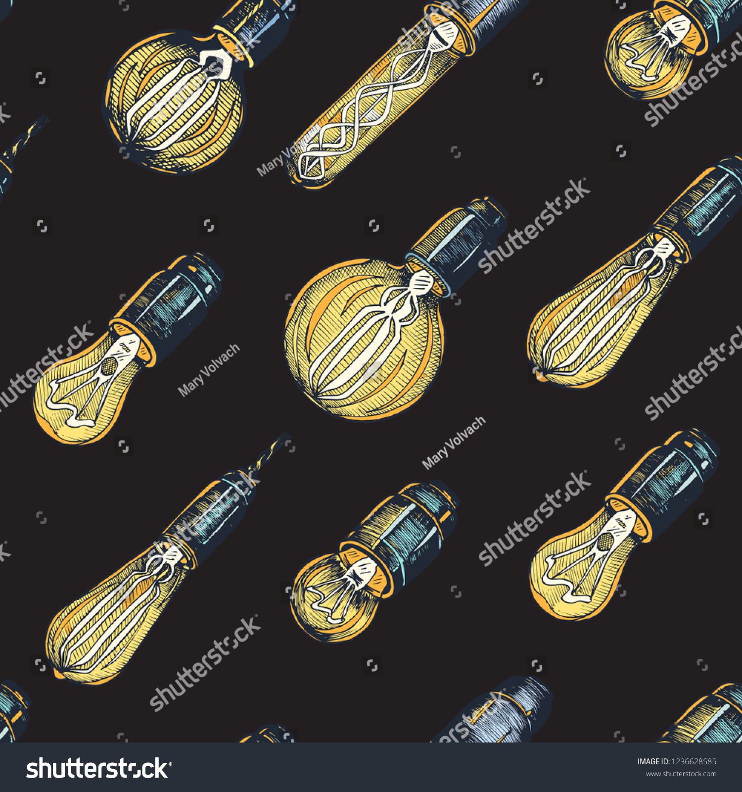 Sketch Illustration Edison Bulbs Hand Drawn Stock Vector (Royalty Free ...