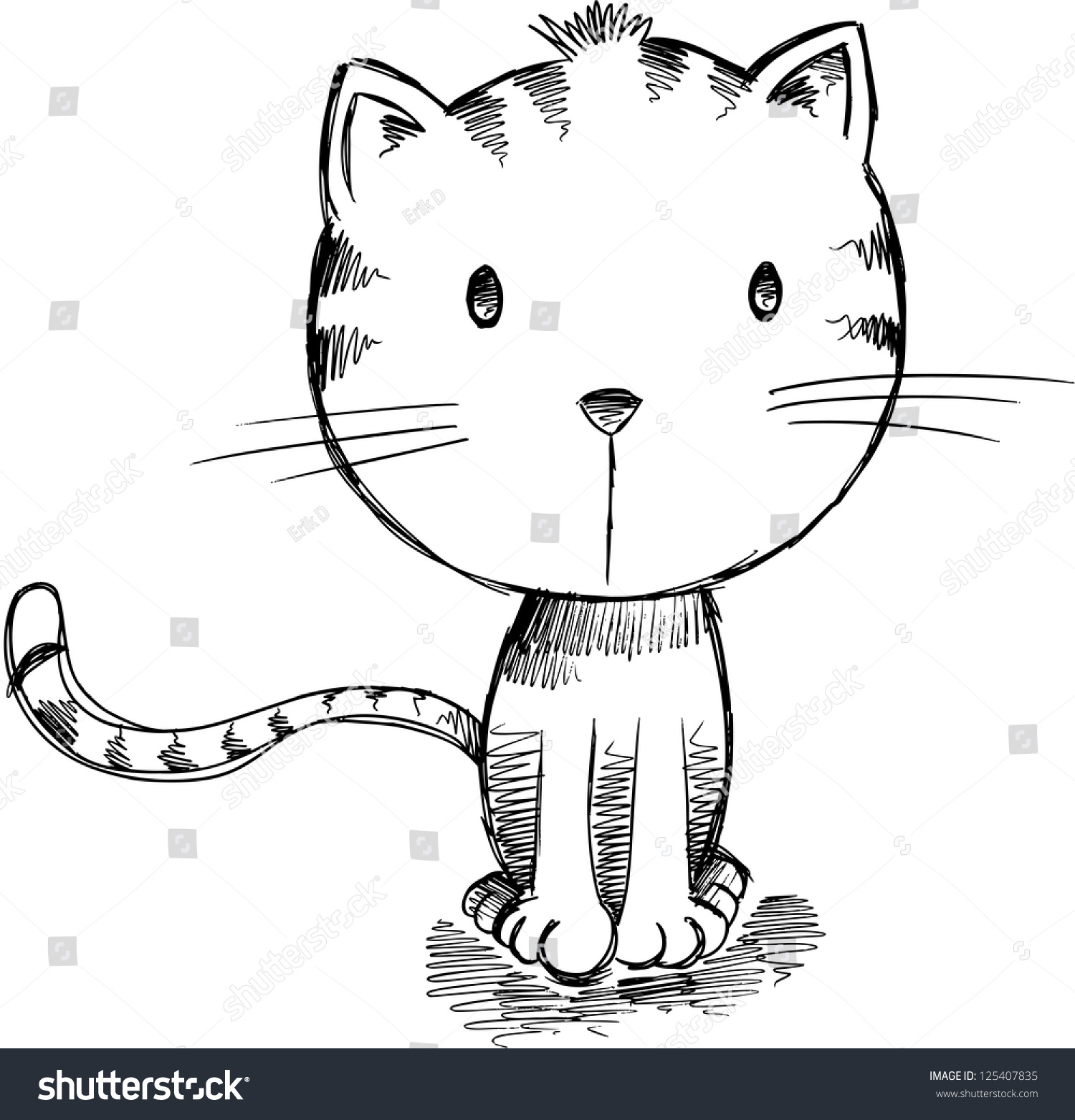 Sketch Kitten Cat Vector Art Stock Vector (Royalty Free) 125407835