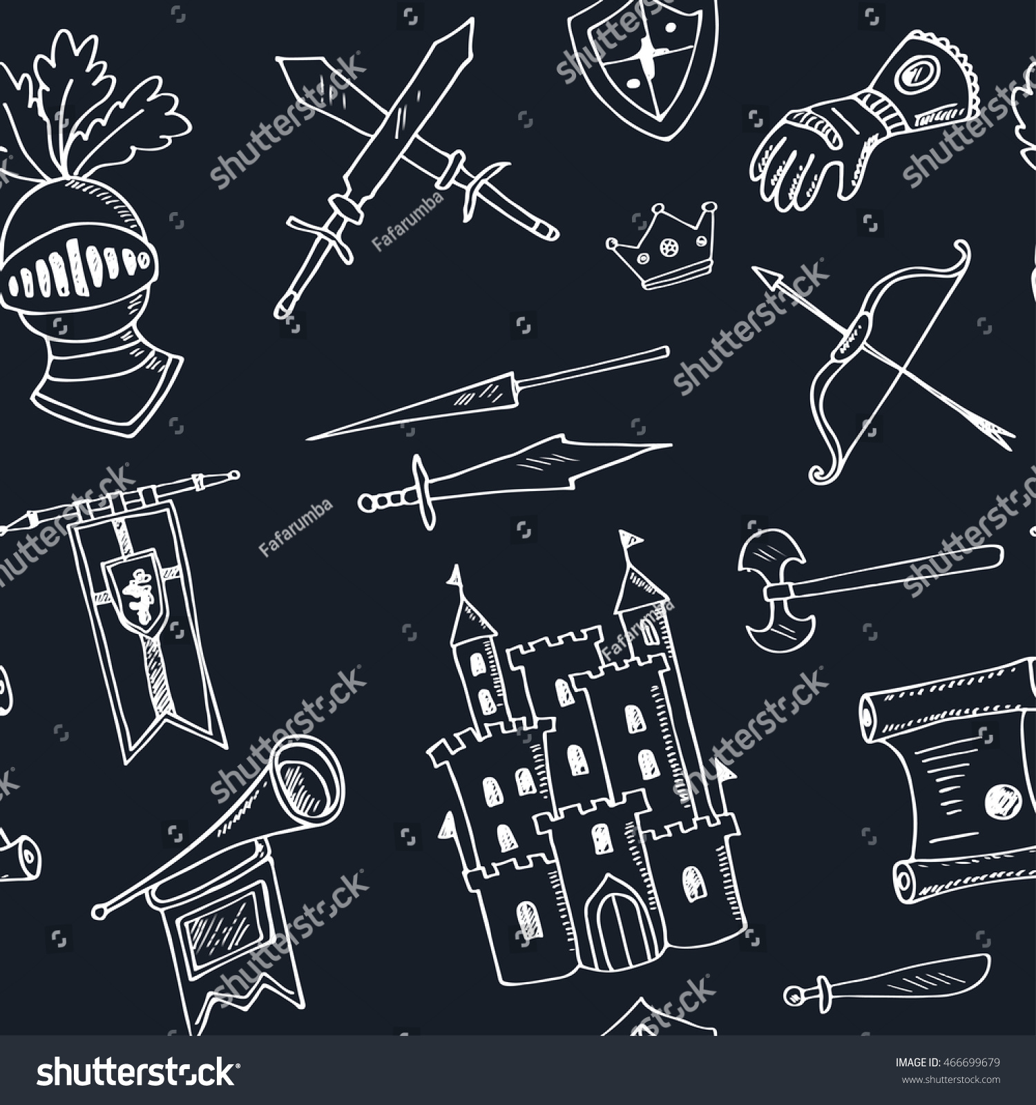 Sketch Knight Symbols Elements Vector Seamless: vector de stock (libre ...